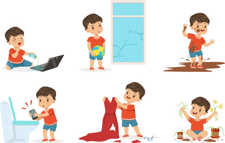 Bully child cartoon bad kid fight and mock crying Vector Image