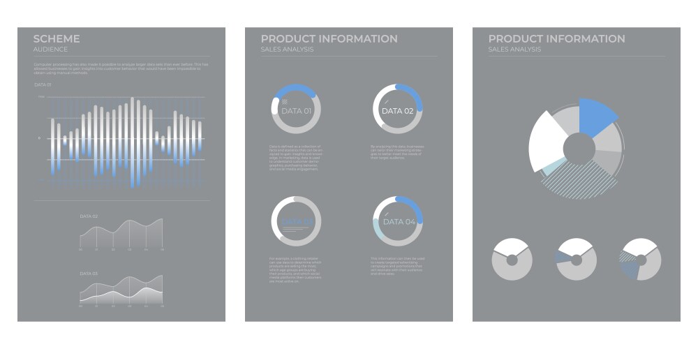 Coverage audience data charts in color Royalty Free Vector