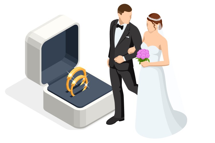 Wedding ring in gift box Royalty Free Vector Image