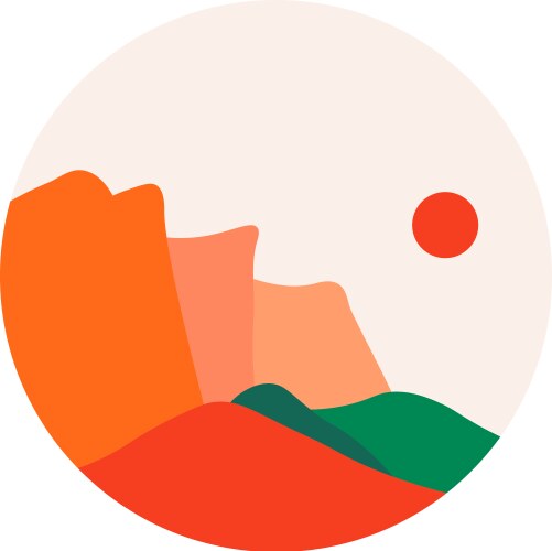 Mountains and sun icon Royalty Free Vector Image