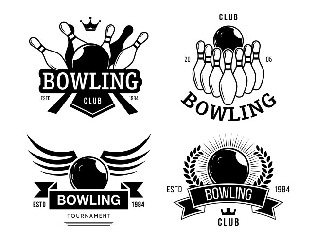 Bowling club logos and pictures Royalty Free Vector Image