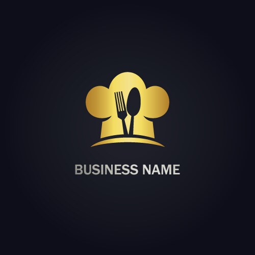 Chef cook food gold logo Royalty Free Vector Image