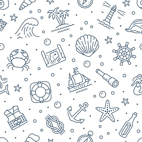 Navy seamless pattern marine design elements Vector Image