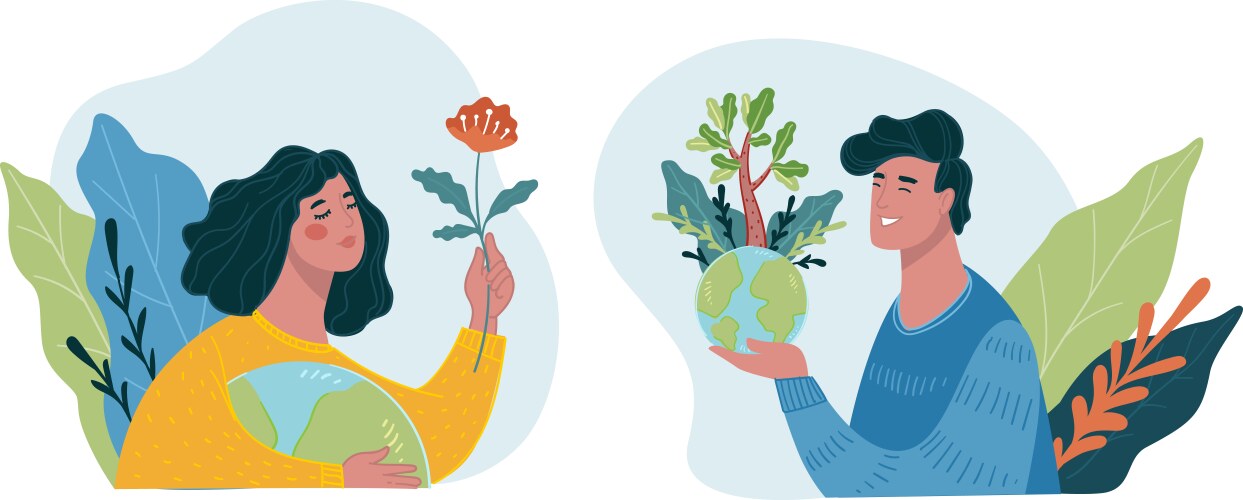 People save planet set Royalty Free Vector Image