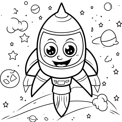 Coloring book for children alien flying Royalty Free Vector