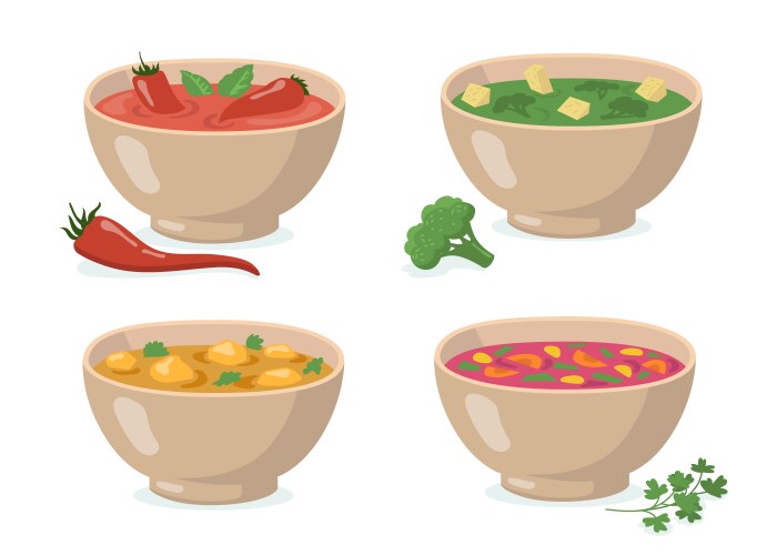 Cartoon hot soup plate on white background Vector Image