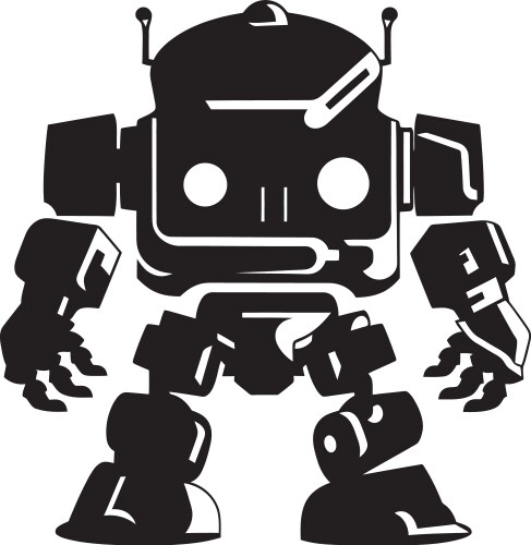 Mini mech tiny combat robot in black logo Vector Image