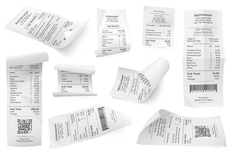 Paper bill receipt from supermarket shop check Vector Image