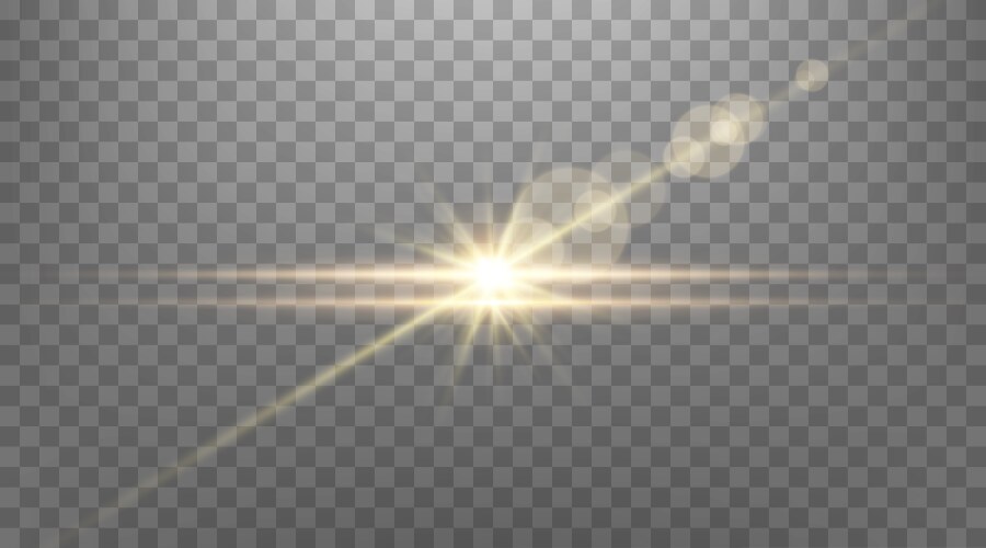 Gold horizontal lens flare sun flash with rays Vector Image