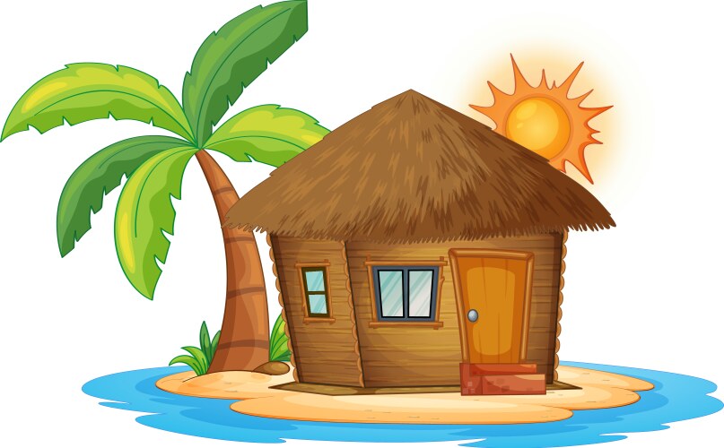 Cartoon hut on a white background Royalty Free Vector Image