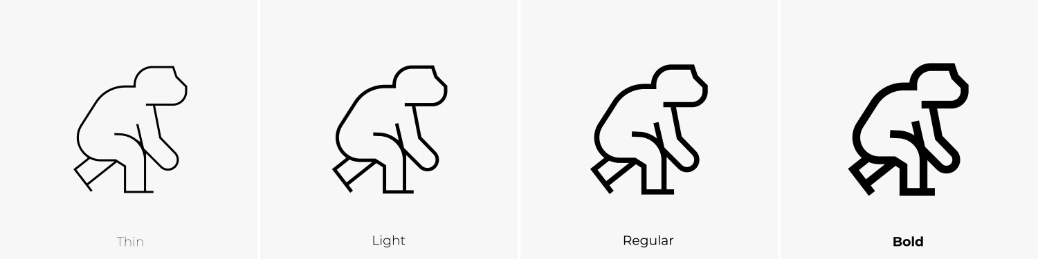 Australopithecus icon thin light regular and bold Vector Image