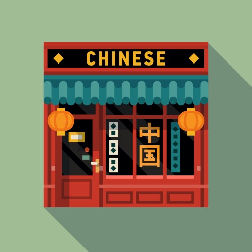 Chinese architecture and restaurant front view Vector Image