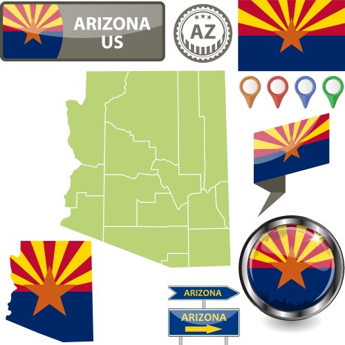 Arizona map in dark color oval Royalty Free Vector Image