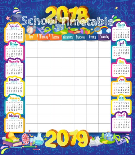 Template school timetable for students or pupils Vector Image