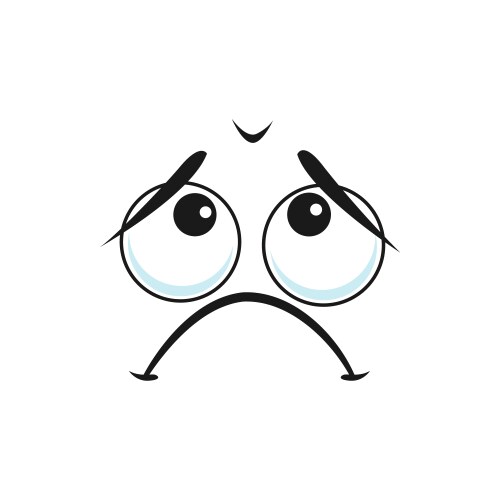 Cartoon crying face sad emoji with tears in eyes Vector Image