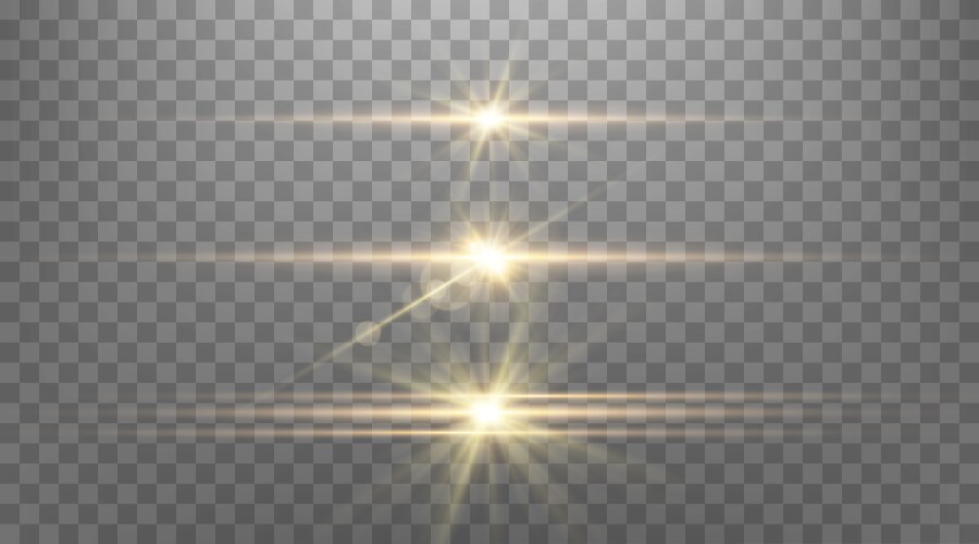 Gold horizontal lens flare sun flash with rays Vector Image