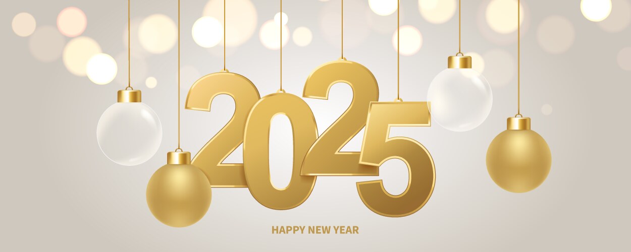 Happy new year 2025 3d realistic with numbers Vector Image