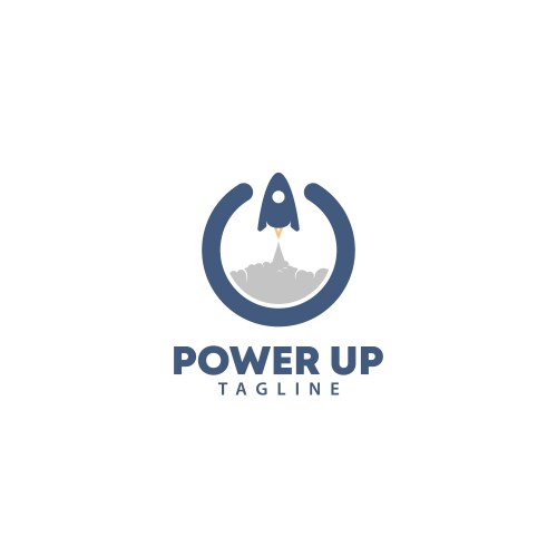 Power up rocket with upward direction logo symbol Vector Image