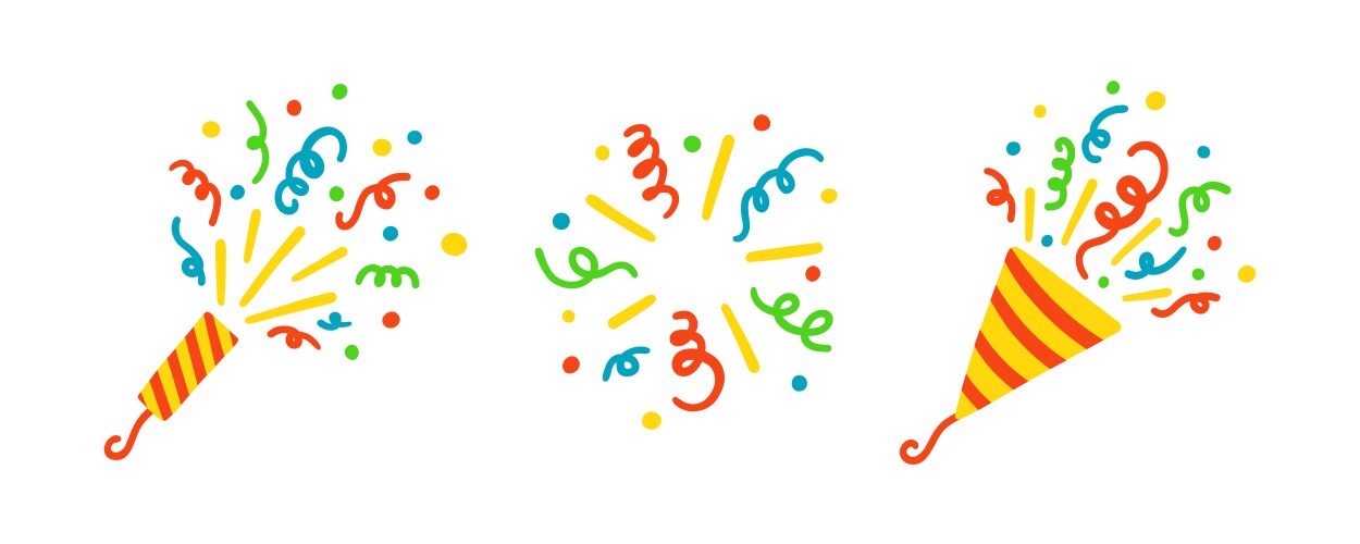 Exploding party popper with confetti explosion Vector Image