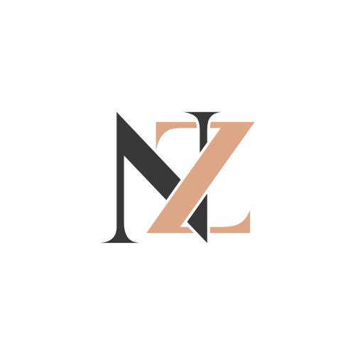 Alphabet initials logo zn nz z and n Royalty Free Vector