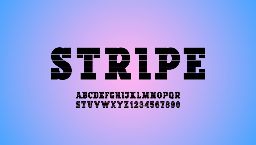 Technology font slab serif striped alphabet Vector Image