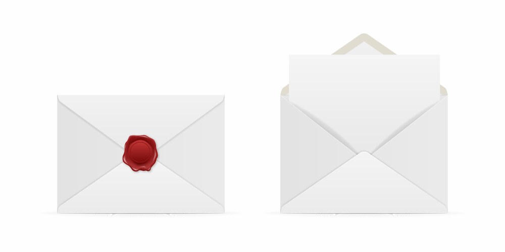 Realistic white closed envelope with red Vector Image