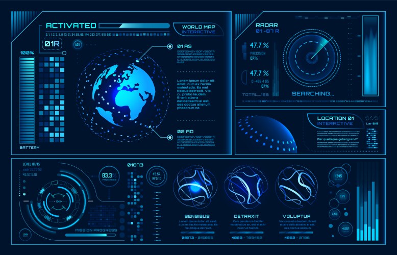 Hud and ui set elements sci fi futuristic user Vector Image