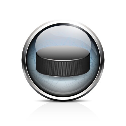 Angry hockey puck cartoon character Royalty Free Vector