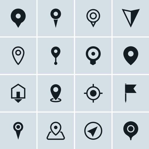 Map location icons collection symbol for apps Vector Image