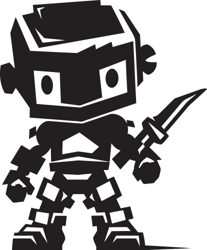 Mini mech tiny combat robot in black logo Vector Image