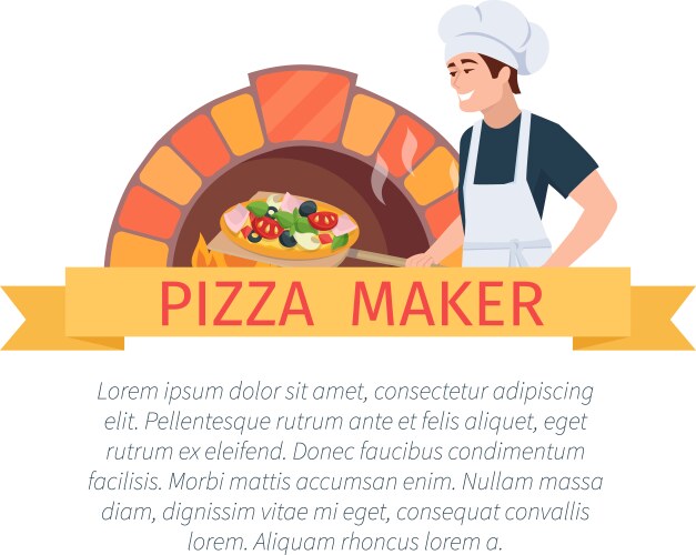 Chef baking pizza Royalty Free Vector Image - VectorStock