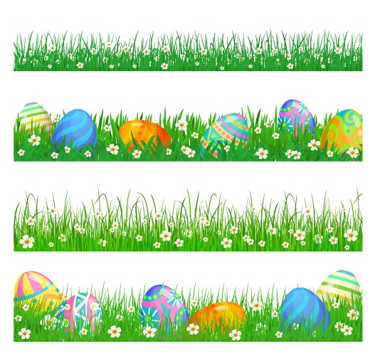 Grass and wooden fence seamless border Royalty Free Vector