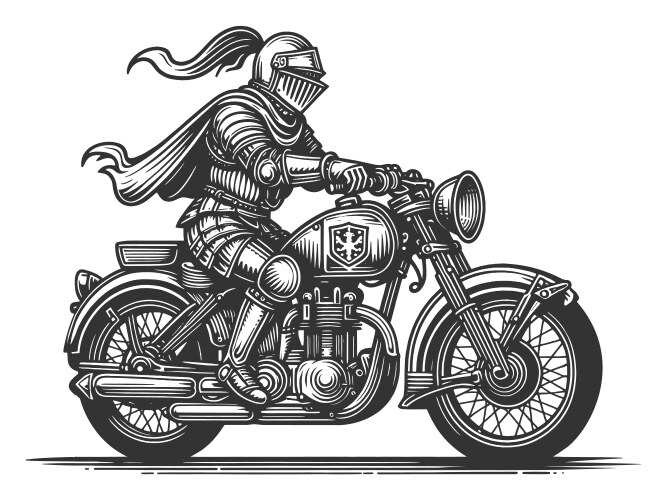 Medieval knight in full armor engraving Royalty Free Vector