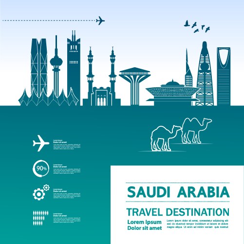 Green and white riyadh saudi arabia city skyline Vector Image