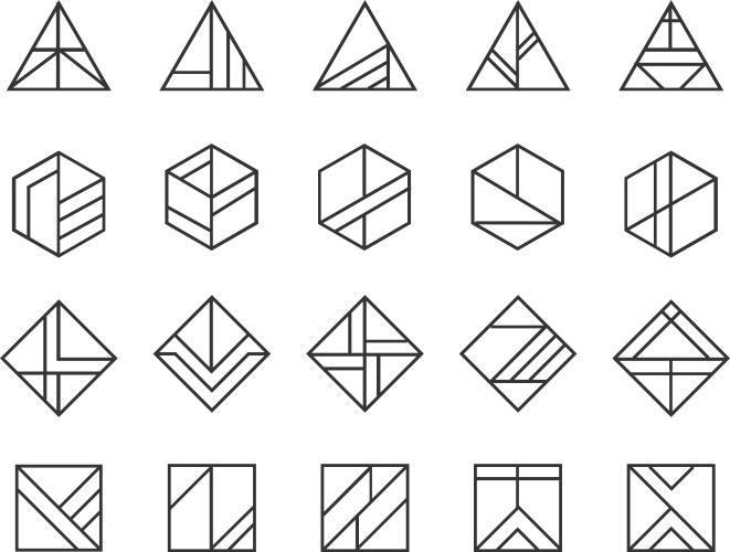 Set of symmetric geometric shapes Royalty Free Vector Image
