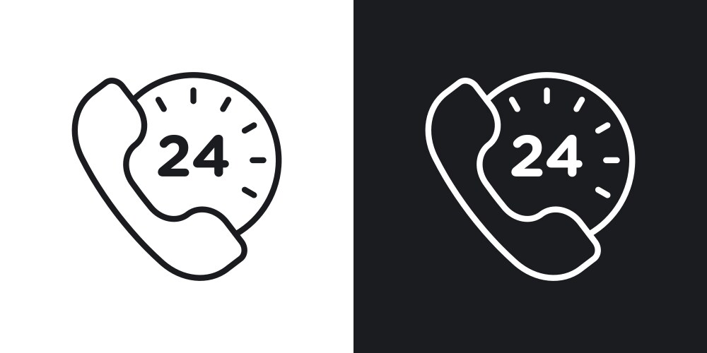 24 7 emergency call services icon set 24h Vector Image