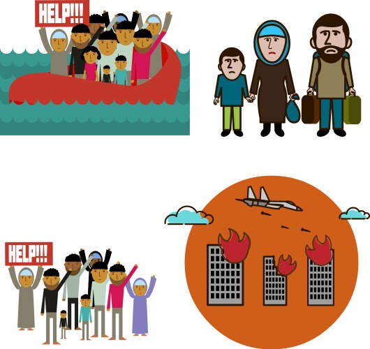 Refugees family illegal immigrants political Vector Image