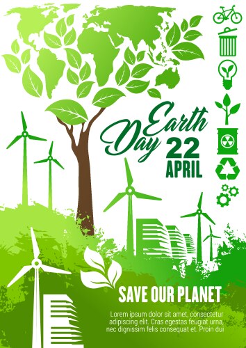 Earth day concept design on white background Vector Image