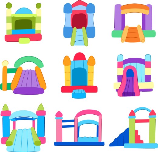 Kid inflatable castle cartoon Royalty Free Vector Image