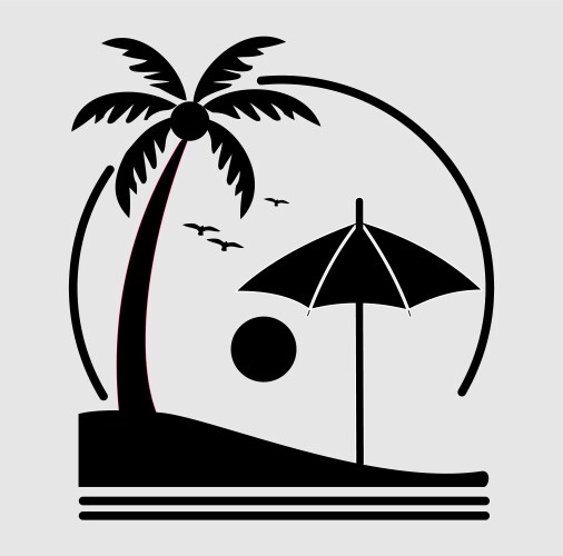 Beach scene black and white Vector Images & Graphics for Commercial Use ...