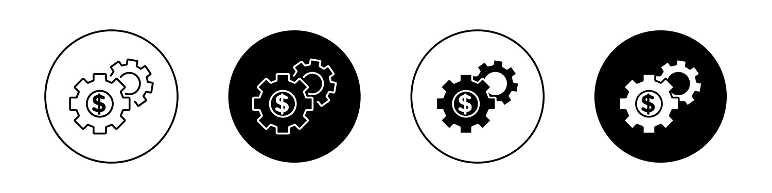 Money processes icon set optimize cost expense Vector Image