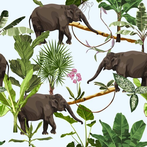Tropical Elephant Pattern Royalty Free Vector Image