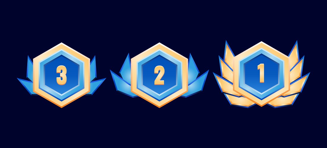 Fantasy game ui glossy golden diamond rank badge Vector Image