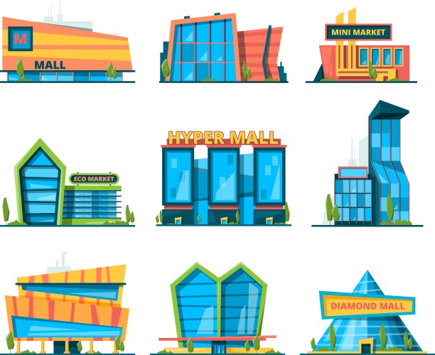 Supermarket street hypermarket building front Vector Image