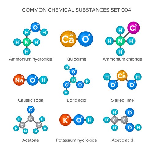 Molecular Structures of Common Chemicals – Royalty-Free Vector ...