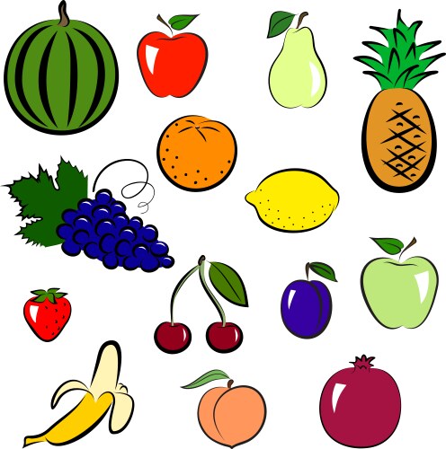 Set amount calories in fruit on white Royalty Free Vector Set amount calories in fruit on white Royalty Free Vector