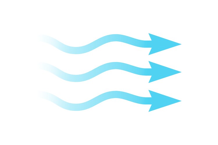 Air flow set of blue arrows showing direction Vector Image