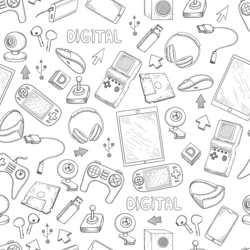 Gadgets doodle set Royalty Free Vector Image - VectorStock