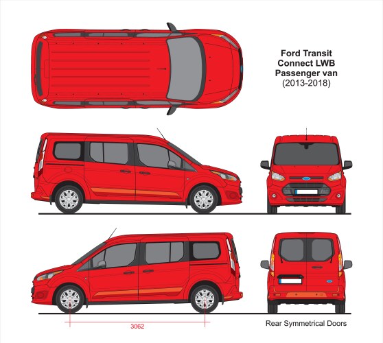 Ford transit connect lwb passenger van 2013-2018 Vector Image