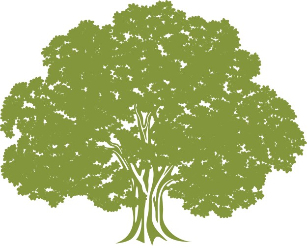 Oak tree silhouette on abstract background Vector Image